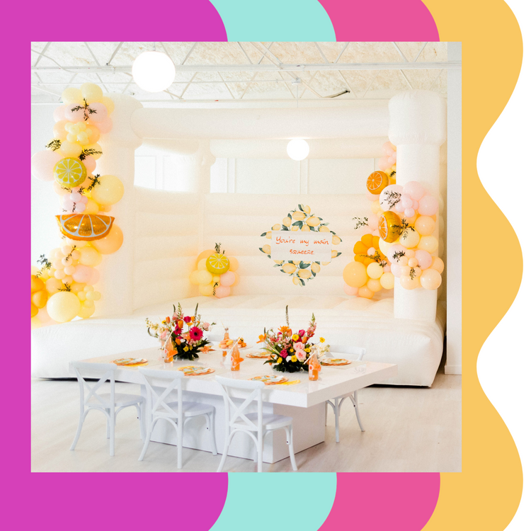 DFW Confetti Bounce - White Bounce House & Modern Bounce House Rentals